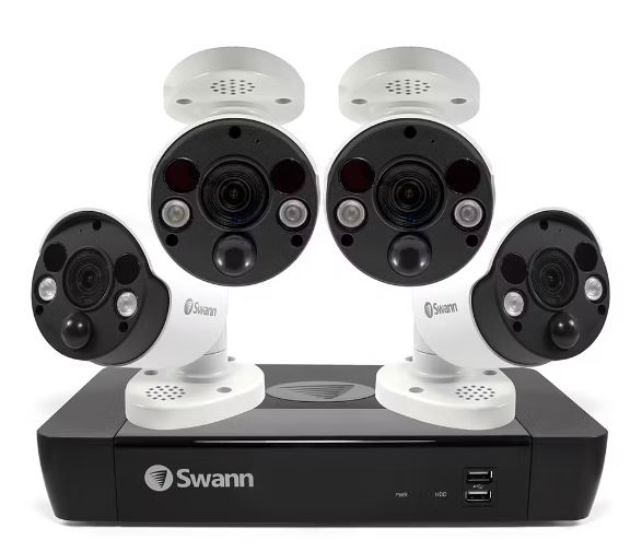 Swann 4K 8 Channel 2TB NVR System w 4 x 4K 8MP Indoor/Outdoor Wired ...